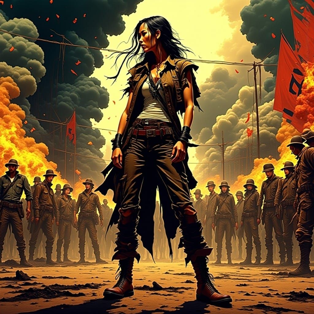 Surreal Riot Goddess in Cyberpunk Style - AI Art