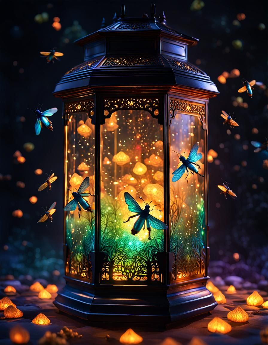 Firefly Lantern Perfect Fireflies inside the glass Lantern intricately ...