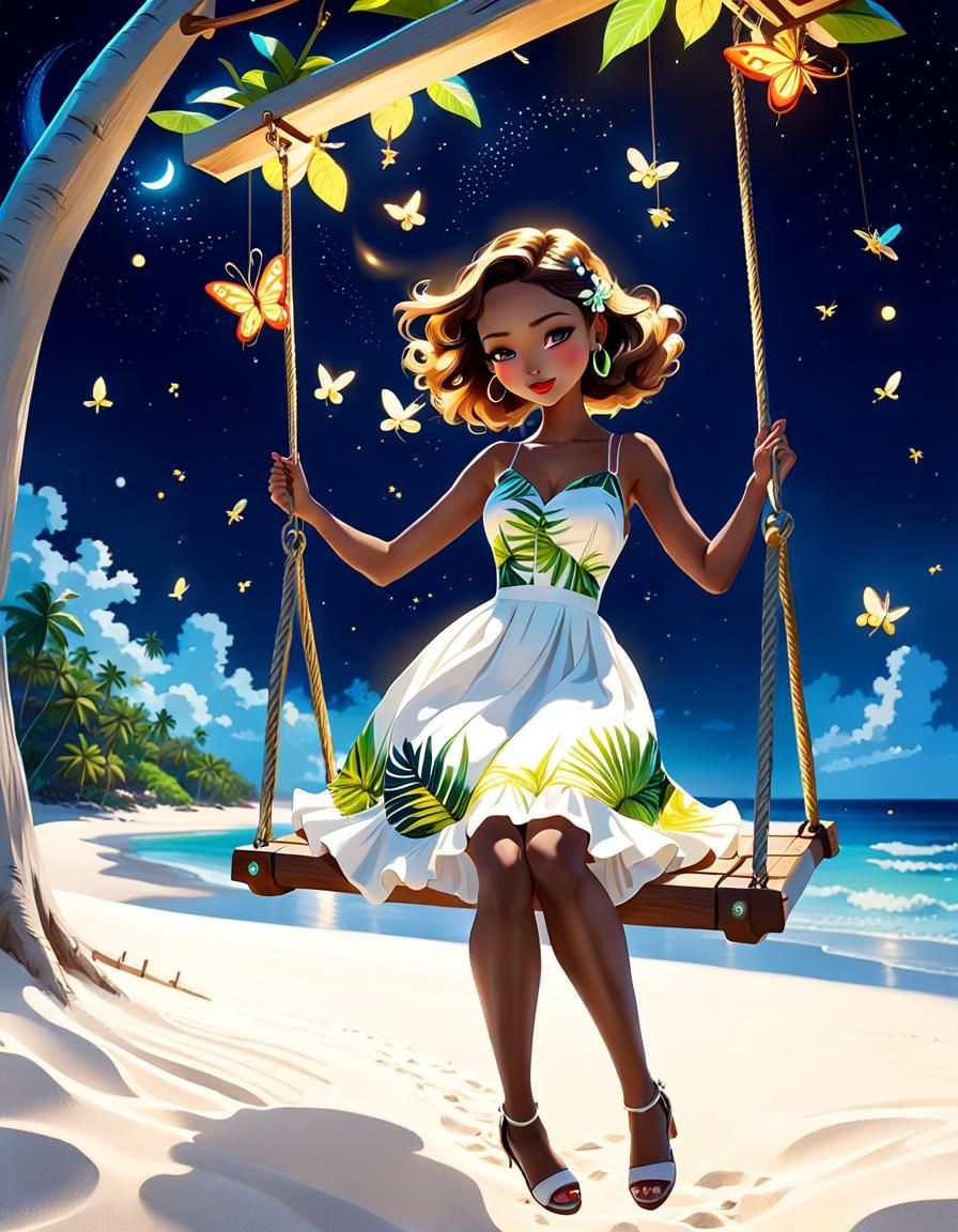 Girl on a swings 2 - AI Generated Artwork - NightCafe Creator