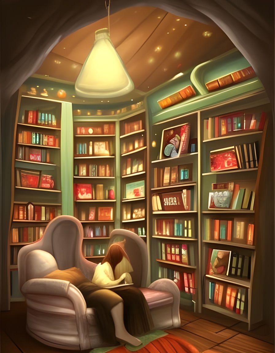 Cozy Library - AI Generated Artwork - NightCafe Creator