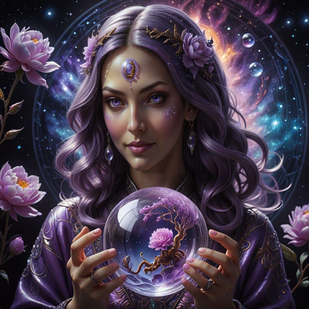 Scorpion Lady -Purple- - Cosmic Scorpion Goddess in Lavender...