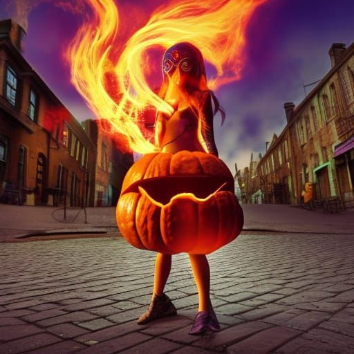 A Pumpkin lantern Witch - AI Generated Artwork - NightCafe Creator