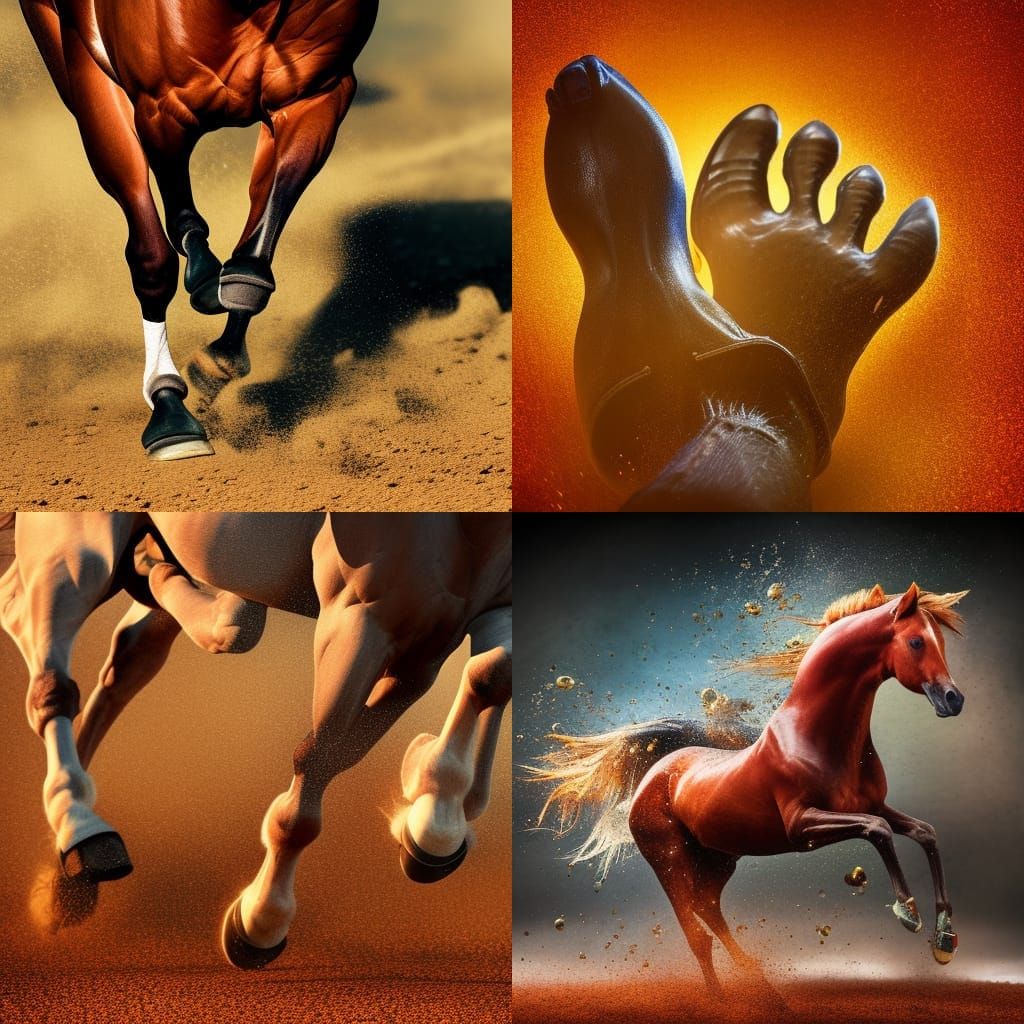 Horse feet in a race, photo real, 8k - AI Generated Artwork - NightCafe ...