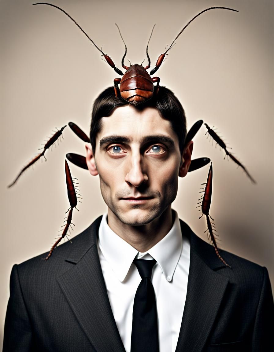 The transformation of a man into a cockroach, in the style of Kafka ...