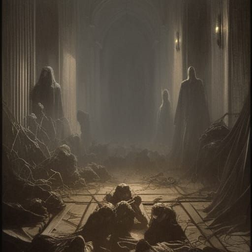 hyperdetailed creepy, spooky haunted house full of visual ghosts ...