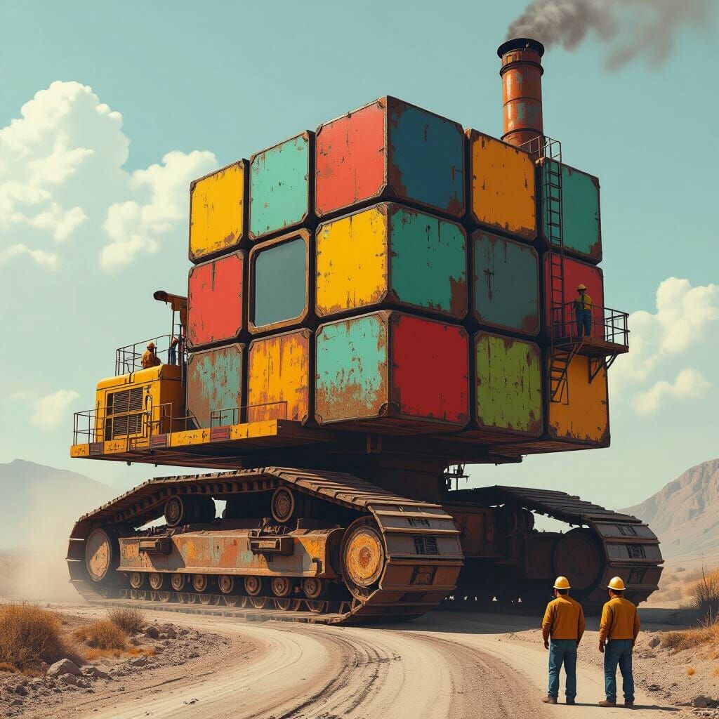 Large industrial Rubik's Cube - Industrial Earth Mover Haul...