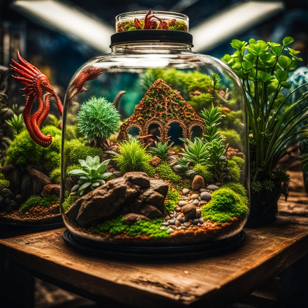 ((supernatural terrarium)) with (exotic alien creatures) and (exotic ...