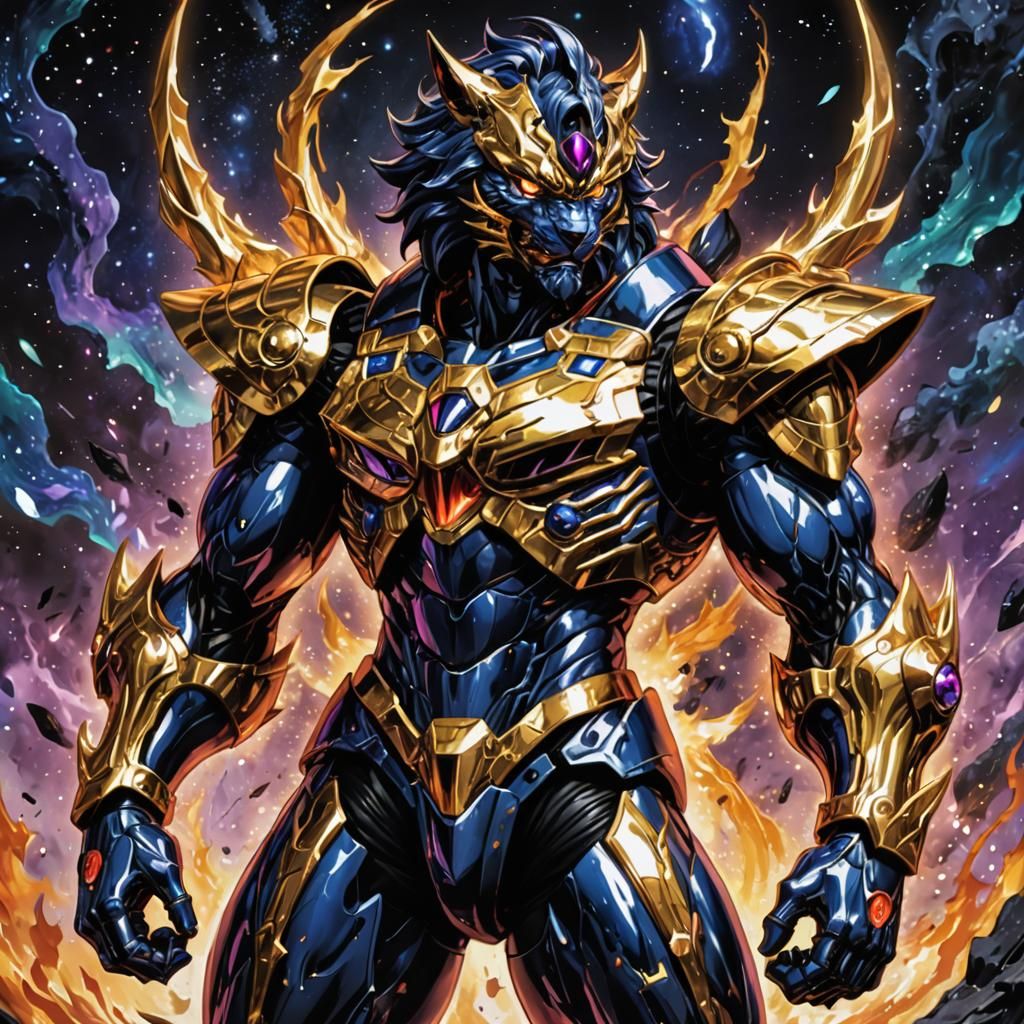 Cosmic obsidian Armored saiyan tiger warrior by masami kurumada, mamoru ...