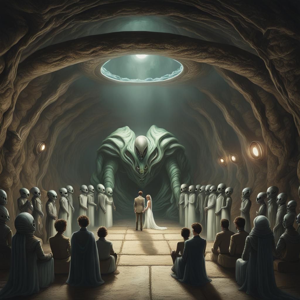 An Underground Alien/Human Wedding Ceremony - AI Generated Artwork ...