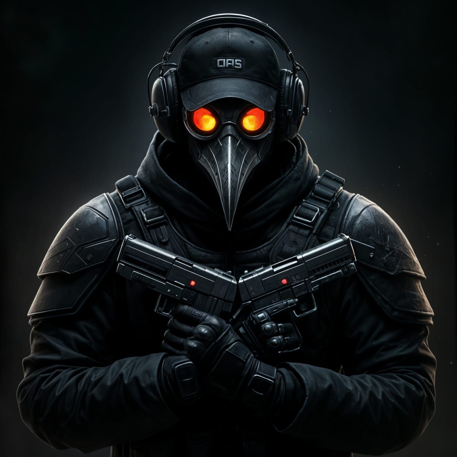 Cyberpunk Warrior in Plague Doctor Mask - AI Art