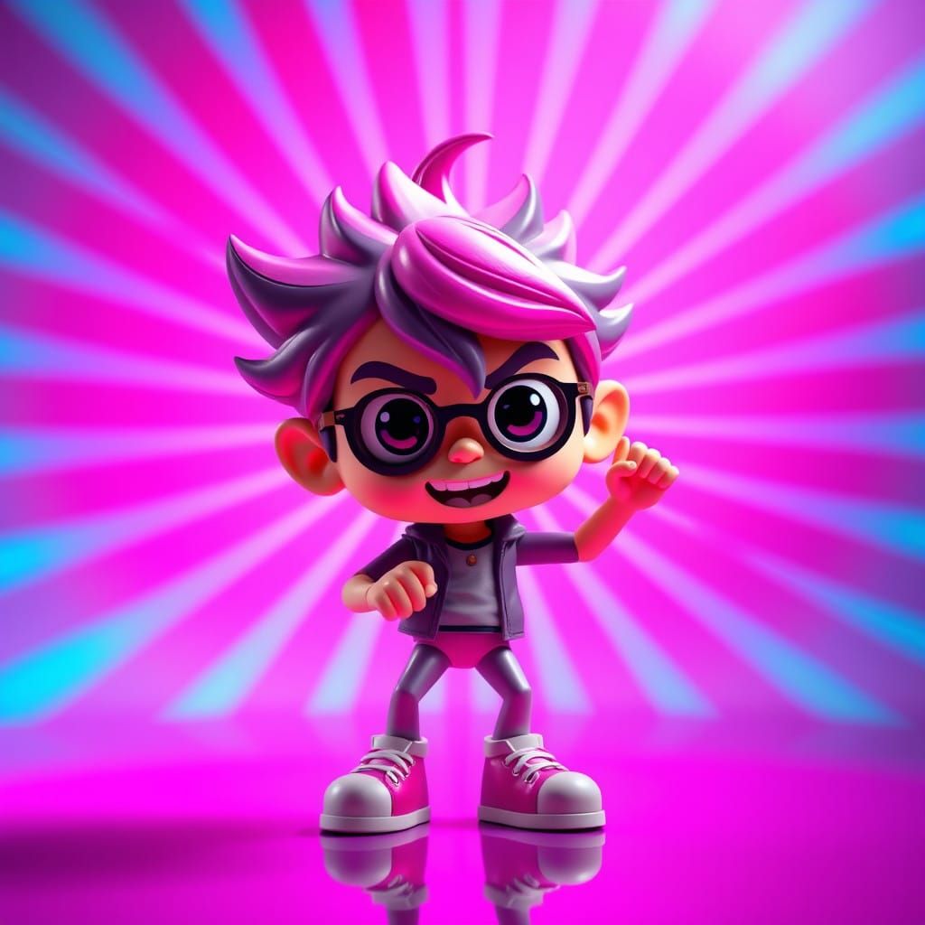 Bobblehead emo doll - Whimsical Emo Doll in Vibrant, Hyper-...