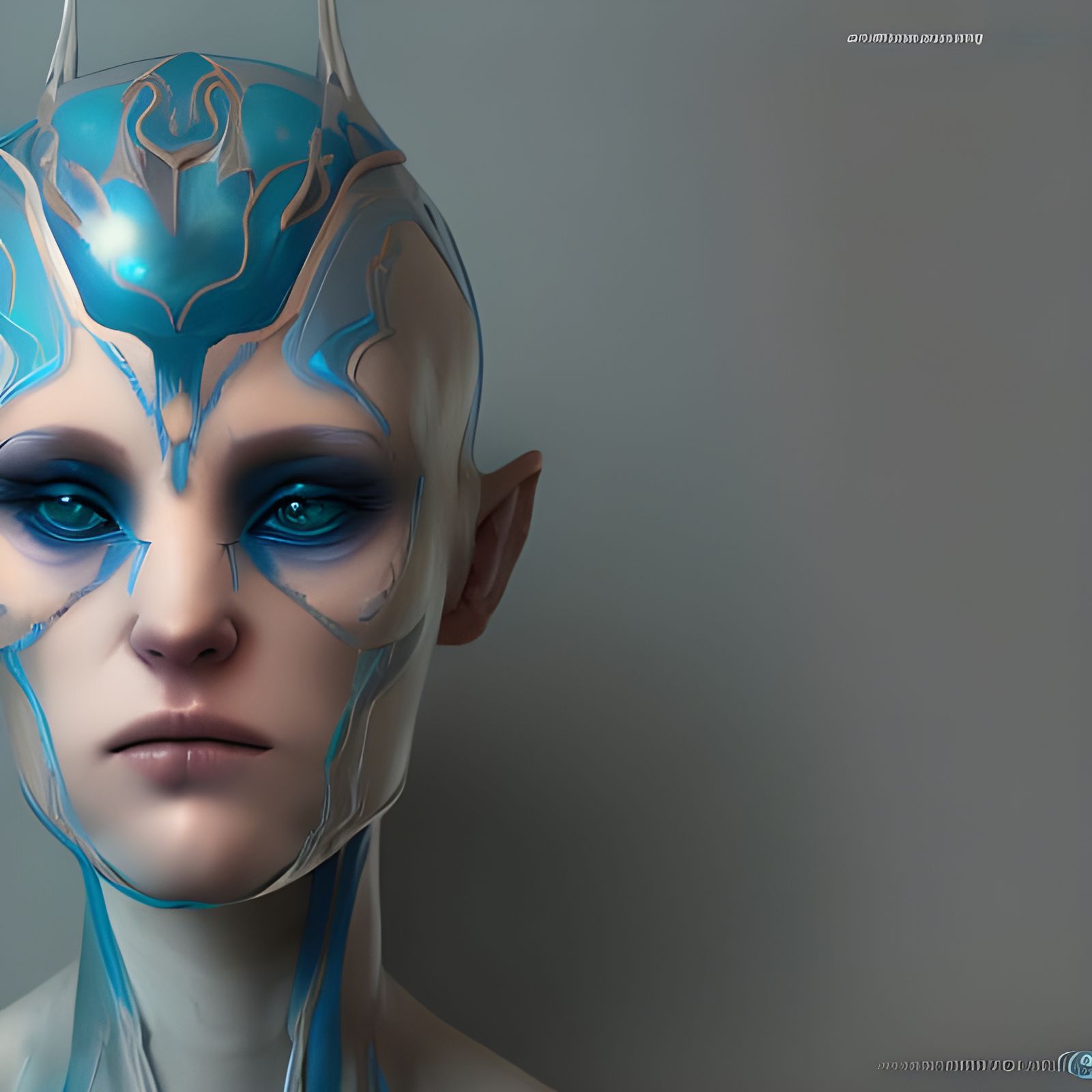 stunningly beautiful female alien with white skin and lots of tiny blue ...