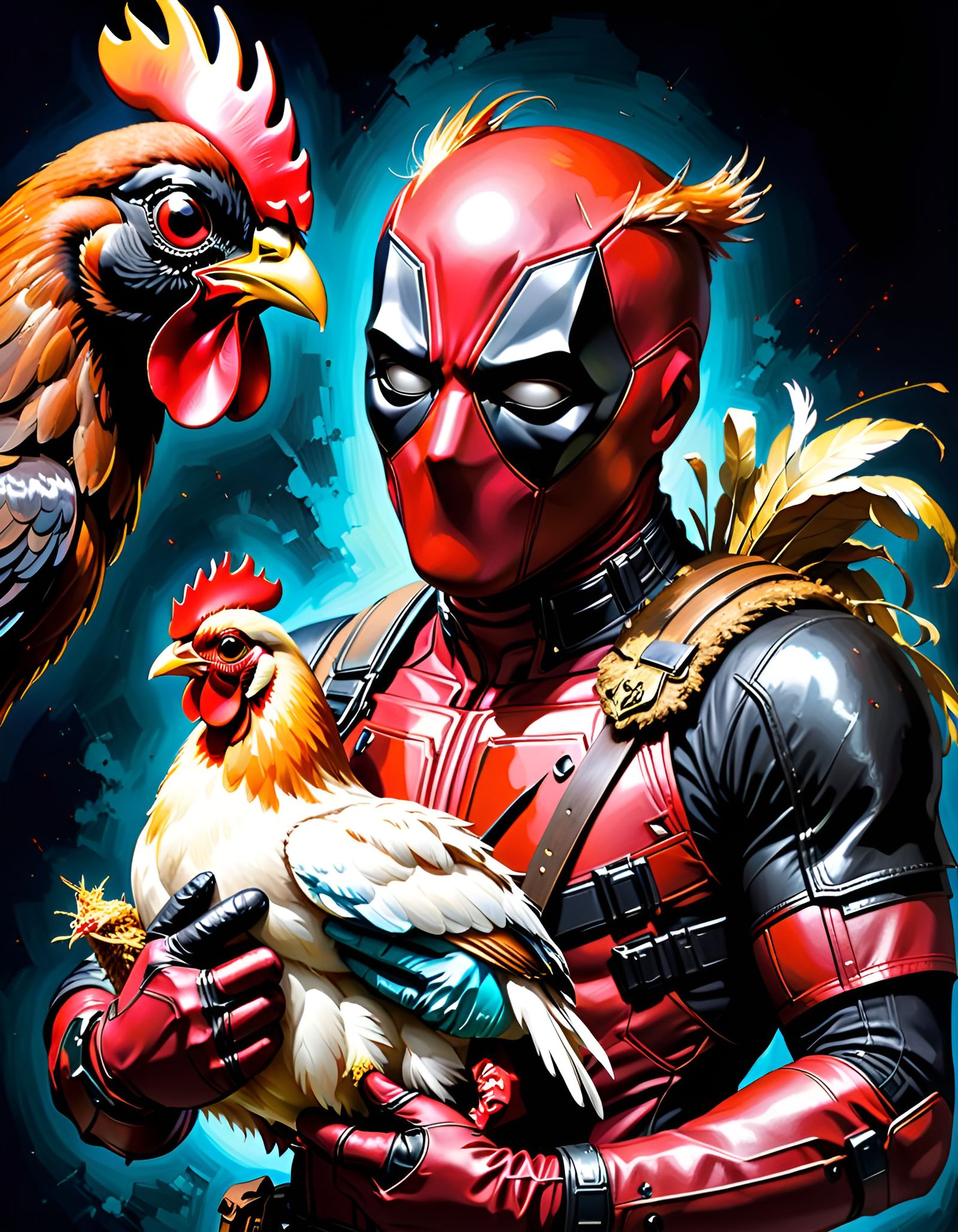 Deadpool with his poules - AI Generated Artwork - NightCafe Creator