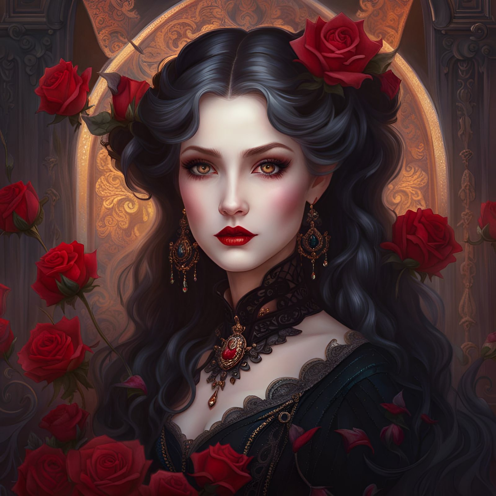 Gothic Vampire Beauty with Glowing Eyes - AI Generated Artwork ...