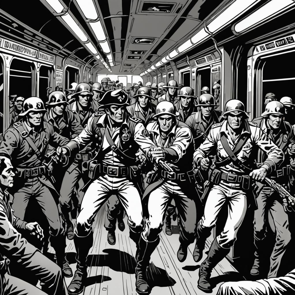 Captain pistol hand and his thugs on the subway - AI Generated Artwork ...