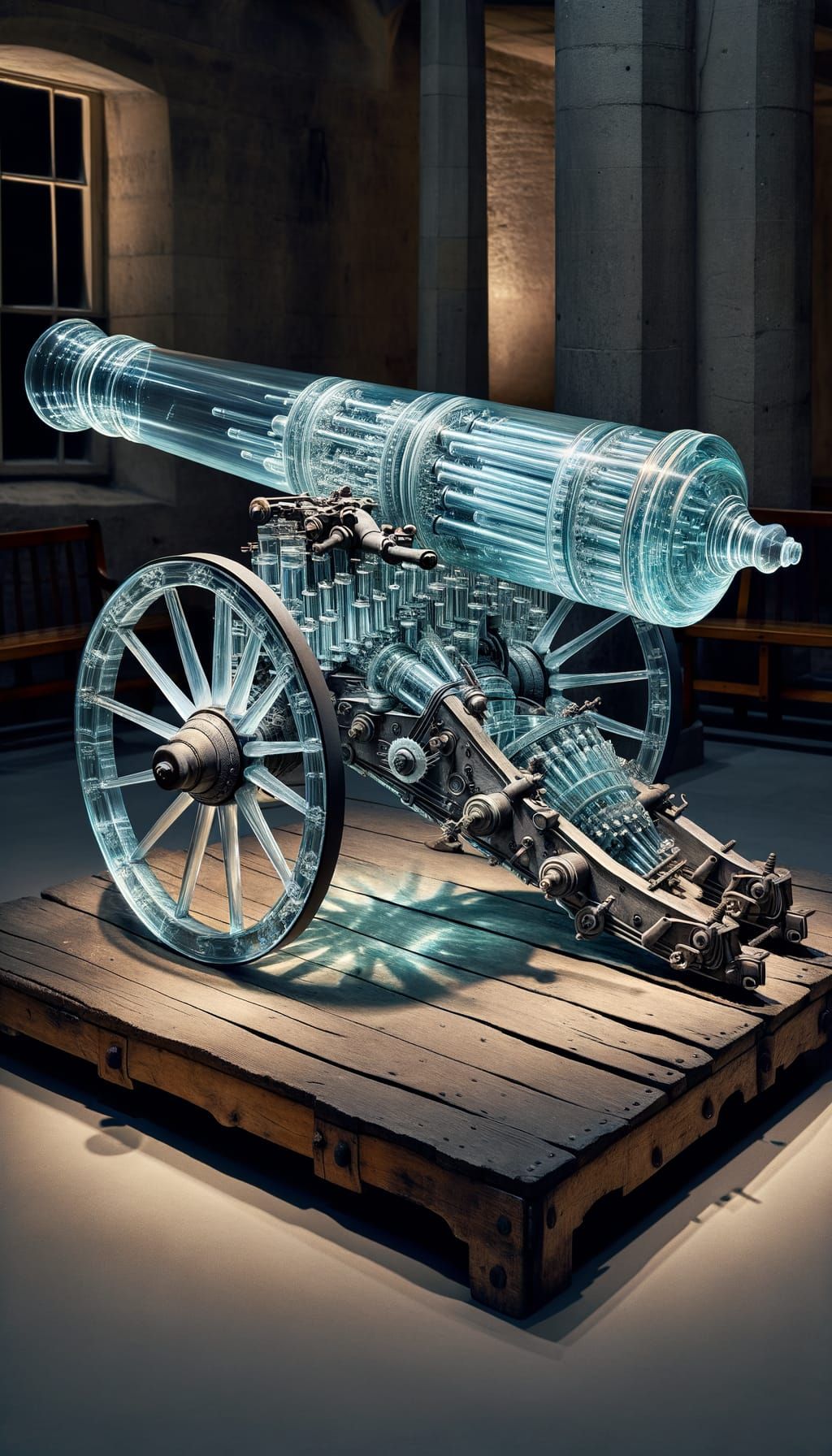 A cannon made out of clear glass - Ethereal Glass Cannon on...