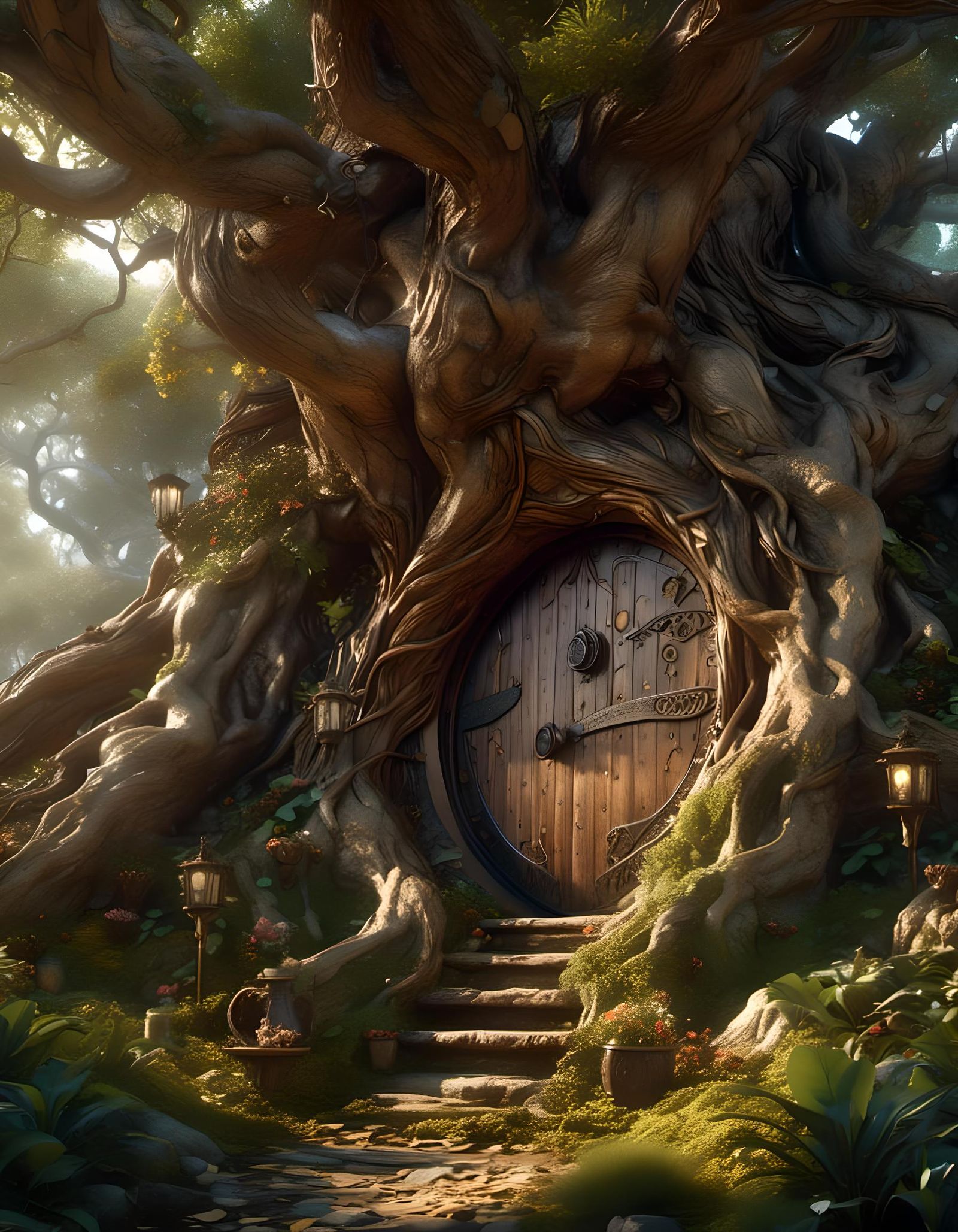 Hollow Hobbit Home - AI Generated Artwork - NightCafe Creator