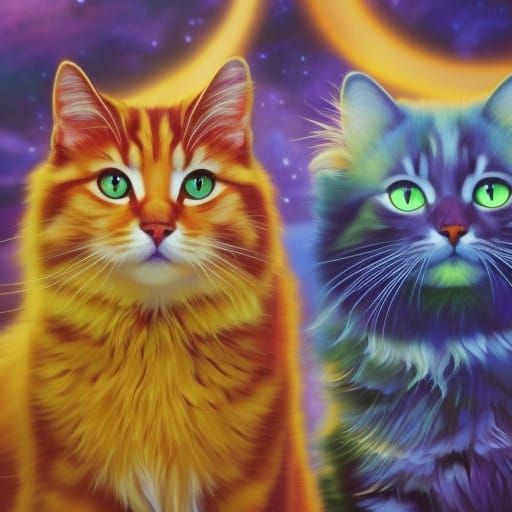cats in space whilst a supernova is happening behind them - AI ...