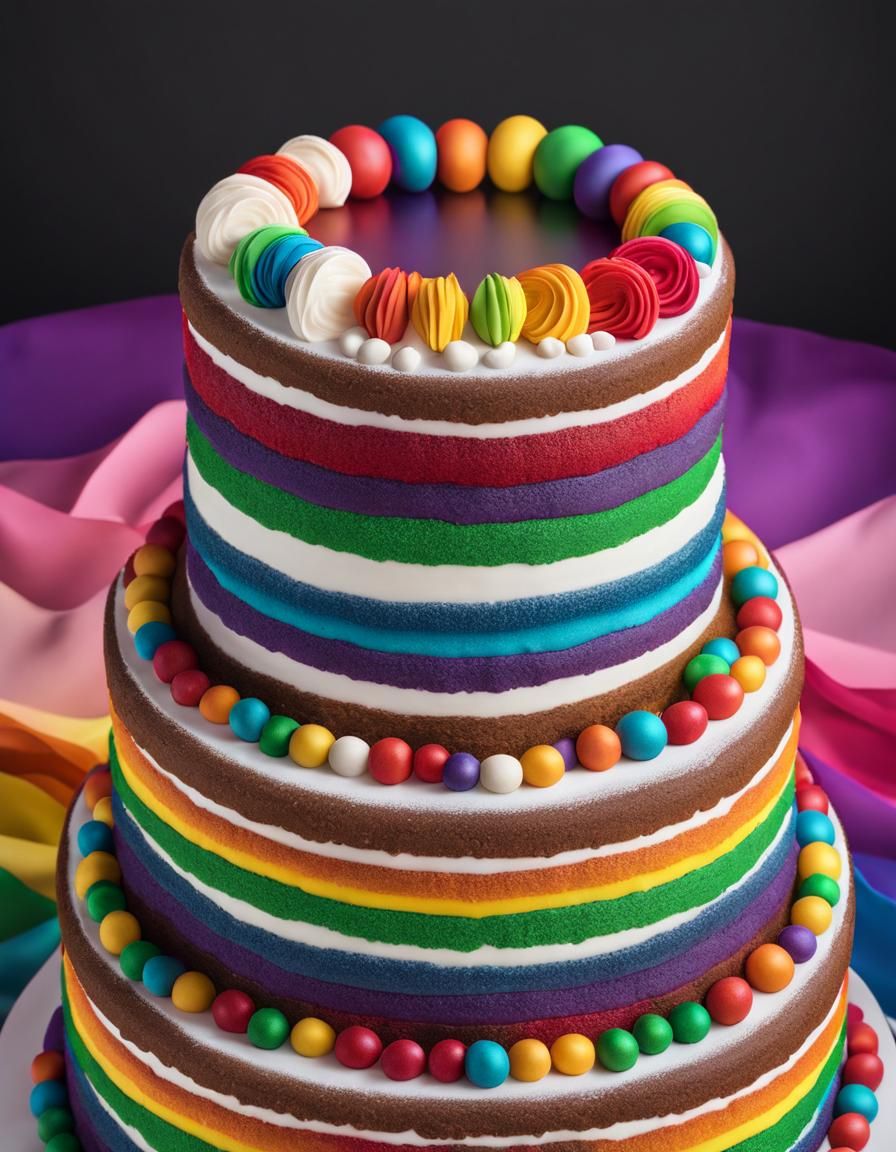 Rainbow tiered LGBTQ celebration cake. - AI Generated Artwork ...