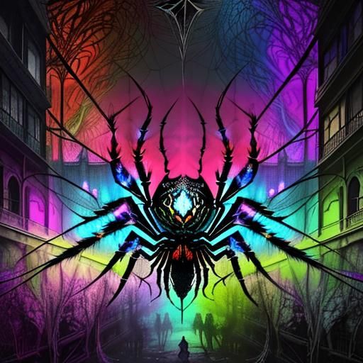 (Hyper detailed artwork of a monster spider schizophrenic artwork in ...