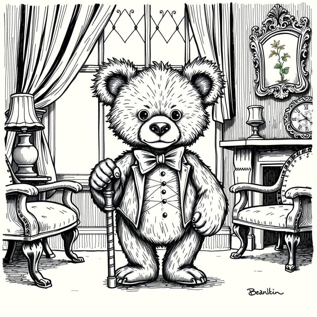 Line Art Teddy - Line Art Teddy