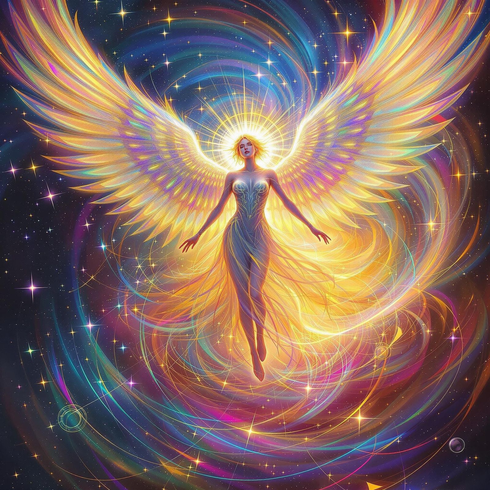 Seraph - Quantum Seraph: A Swirling Vortex of Iridescent Col...