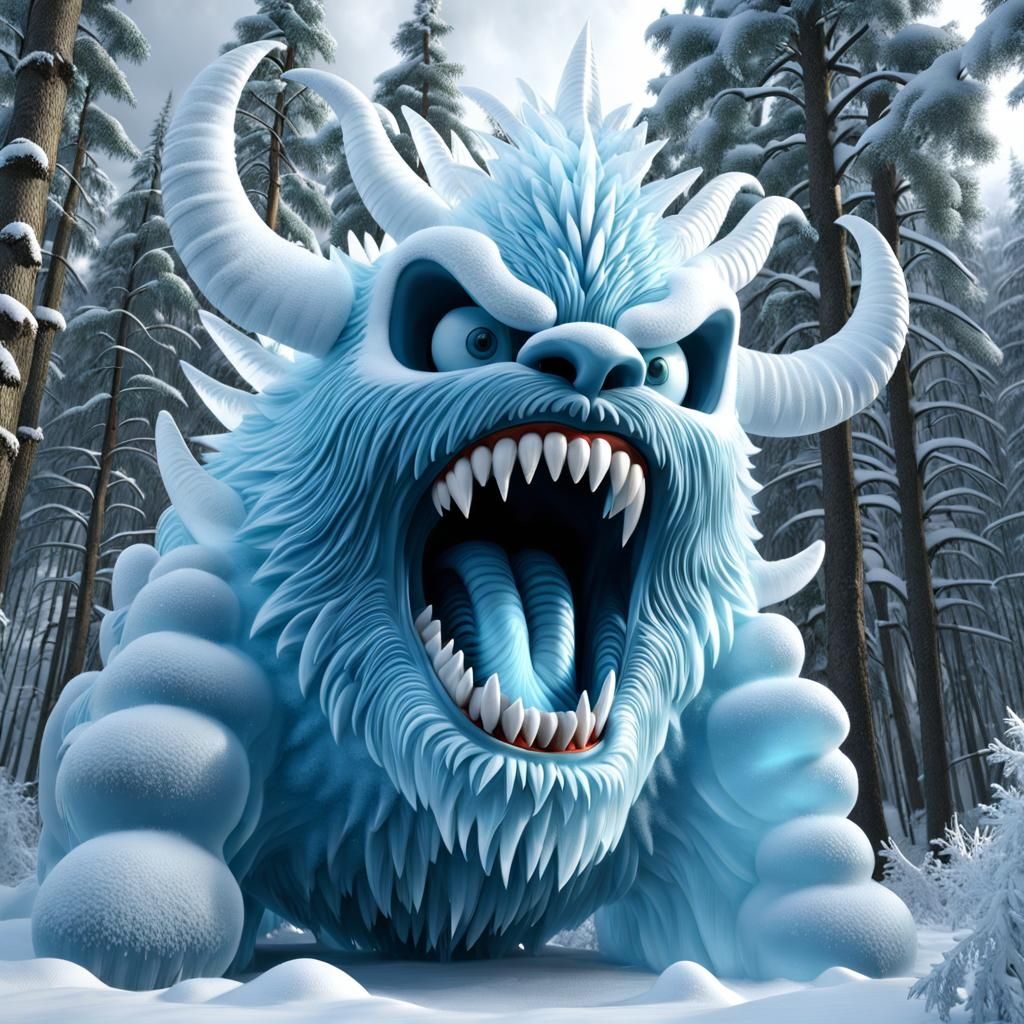 (((cloud_monster screaming))) froze to an ice sculpture in the middle ...