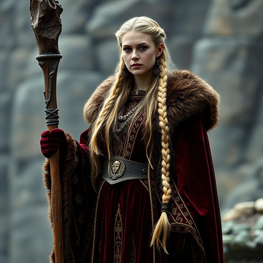 Viking seeress for rpg - Viking Seeress in Velvet Robes, Hol...