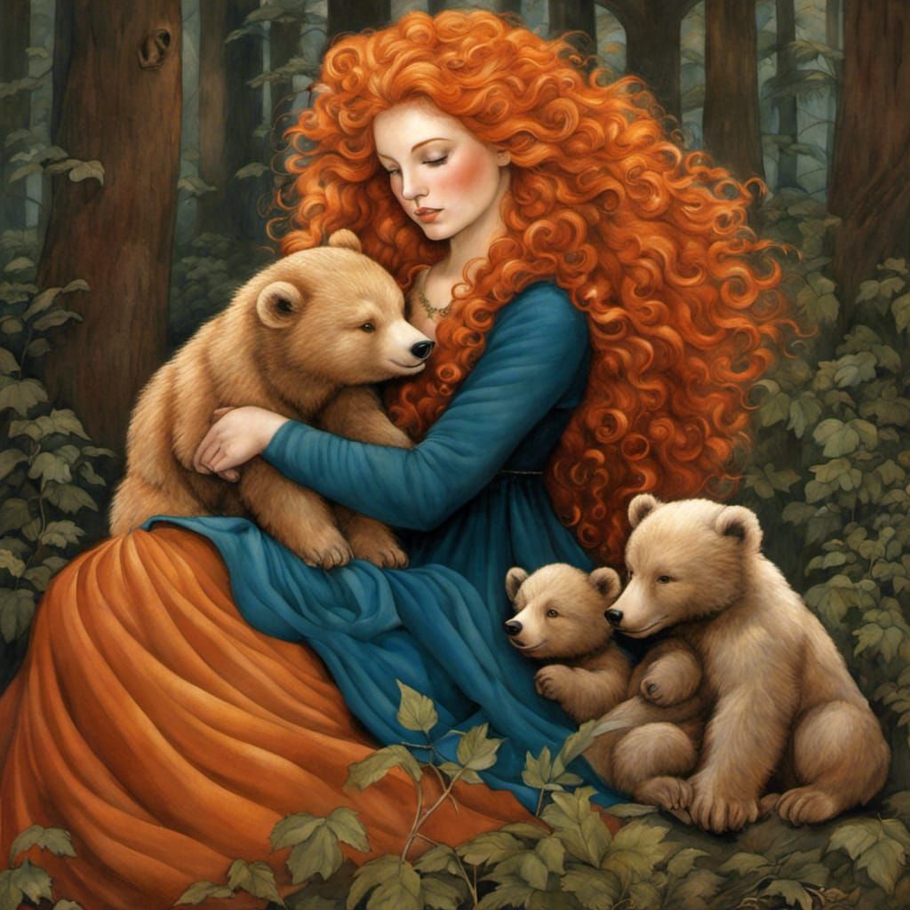 Merida and the Bears - AI Generated Artwork - NightCafe Creator