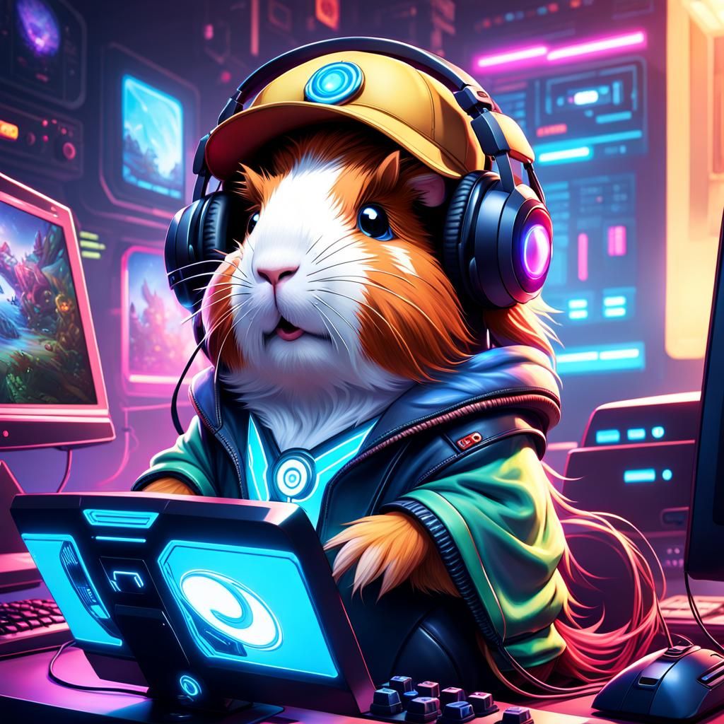 A guinea pig gamer at his computer - AI Generated Artwork - NightCafe ...