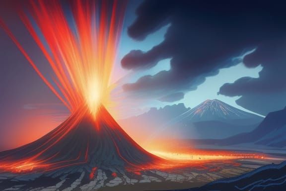 volcanic eruption - comic book art - AI Generated Artwork - NightCafe Creator