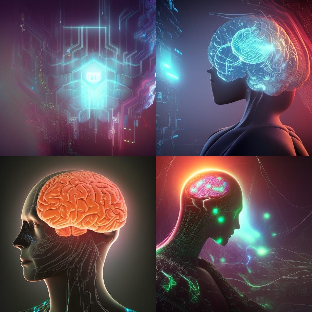 human brain composed of computer circuits. machine learning. - AI ...