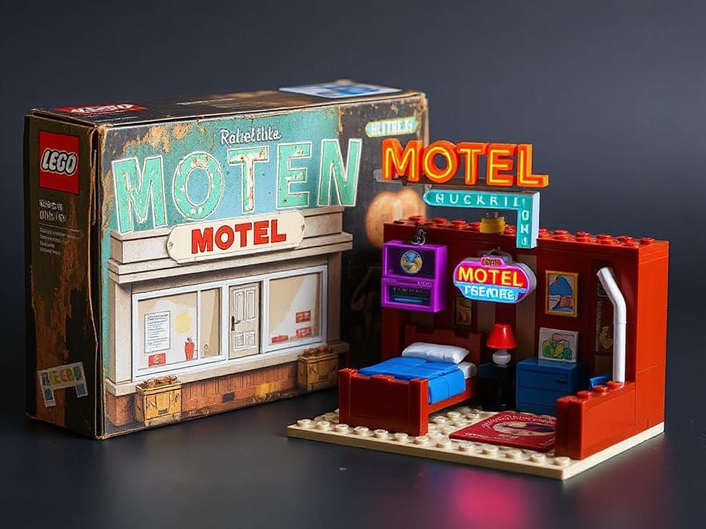 Sleazy Futuristic Motel Room Lego Masterpiece - AI Art