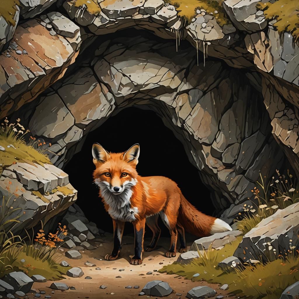 Fox in a cave - AI Generated Artwork - NightCafe Creator
