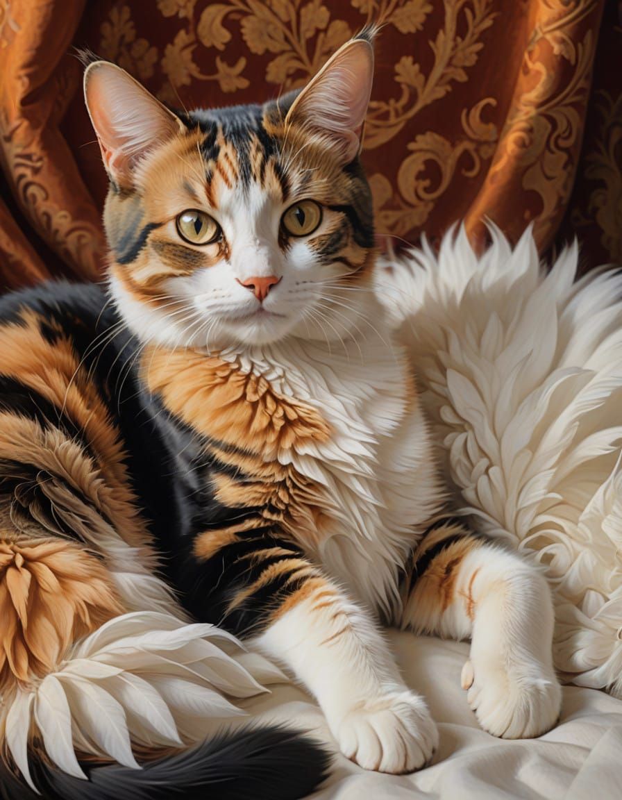 Stunning Calico Tabby Cat in Dreamy Impressionist ... - AI Art