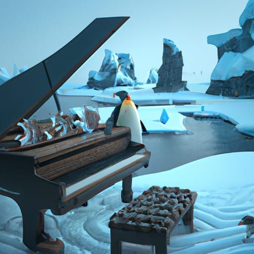 Grand Piano in Antarctica with Penguins - AI Generated Artwork ...