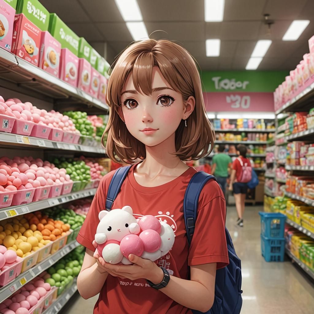 My friend with her mochi 🍡 - AI Generated Artwork - NightCafe Creator
