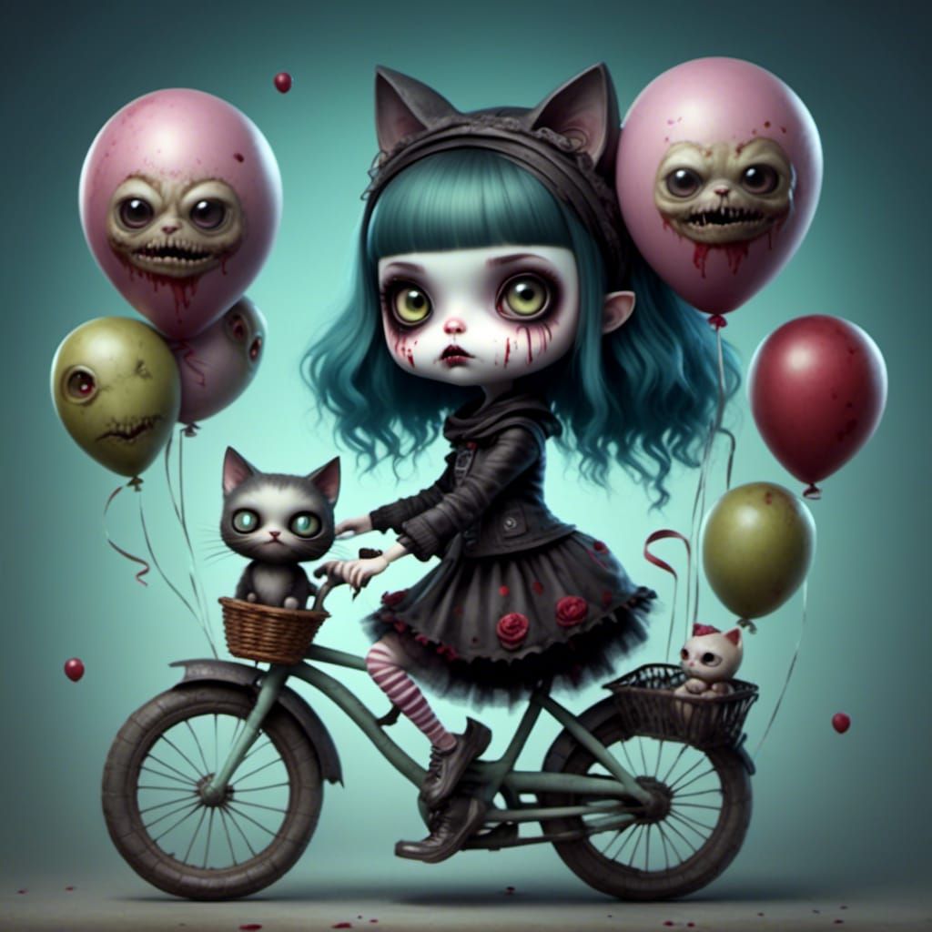 One Legged Zombie Girl Riding A Bike - AI Generated Artwork - NightCafe ...