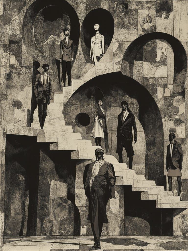 Escher-Inspired Geometric Metropolis with Abstract... - AI Art