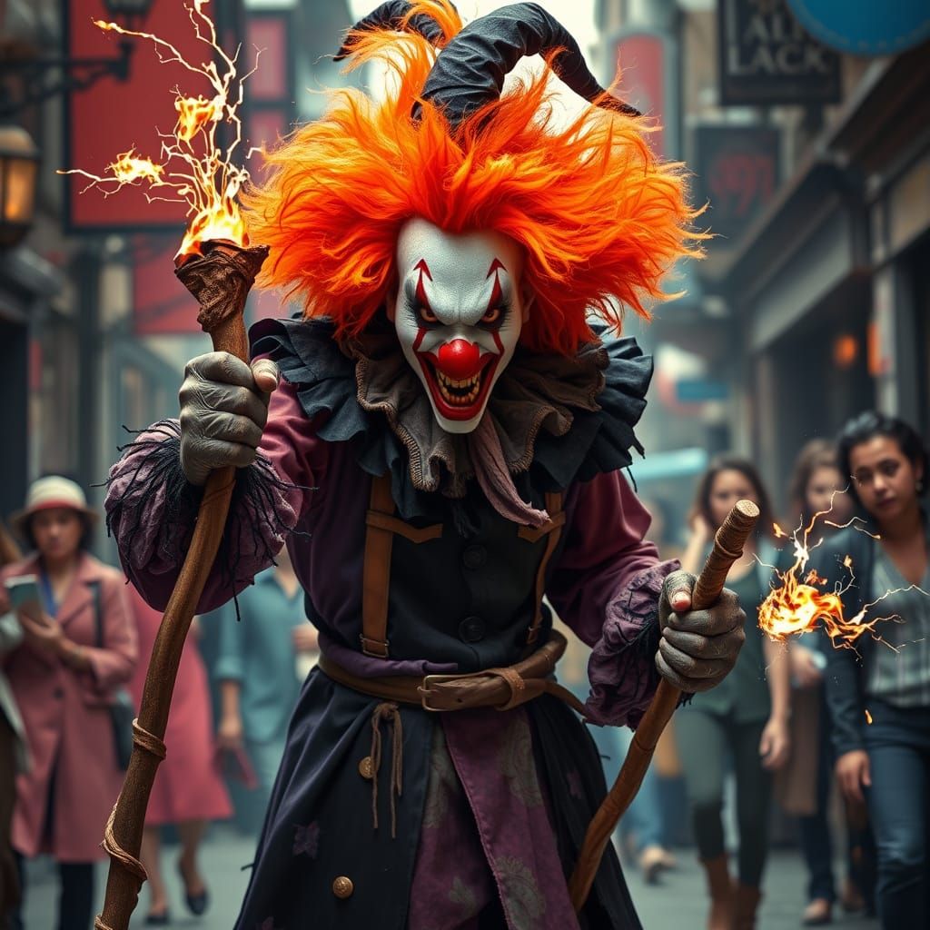 Angry Wizard Clown - Whimsical Wizard Clown Unleashes Dark M...