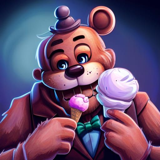 freddy fazbear eating ice cream - AI Generated Artwork - NightCafe Creator