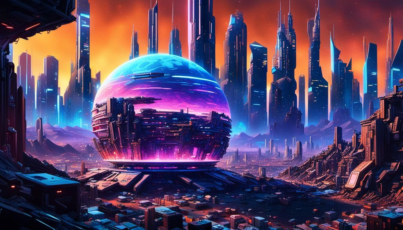 Surreal Dystopian Planet Made of Electronic Trash ... - AI Art