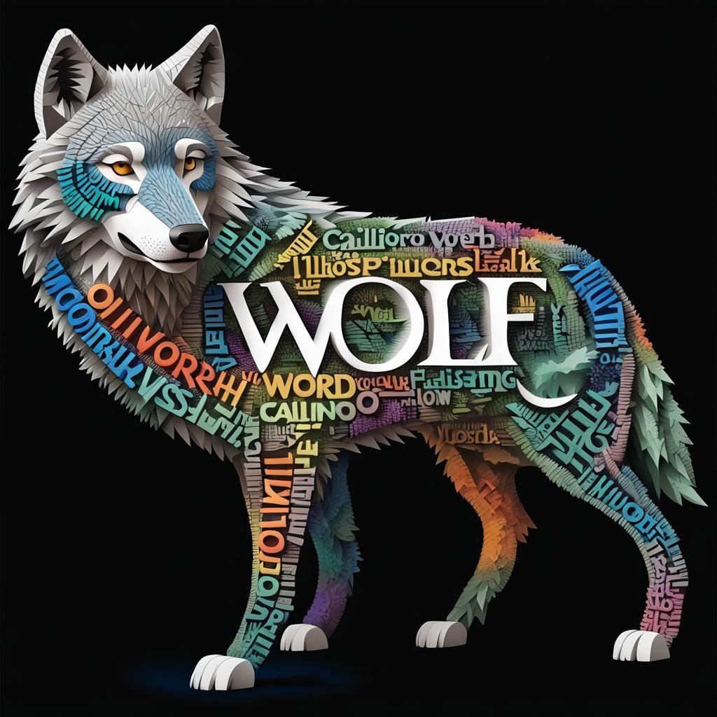 Wolf Word Art - AI Generated Artwork - NightCafe Creator