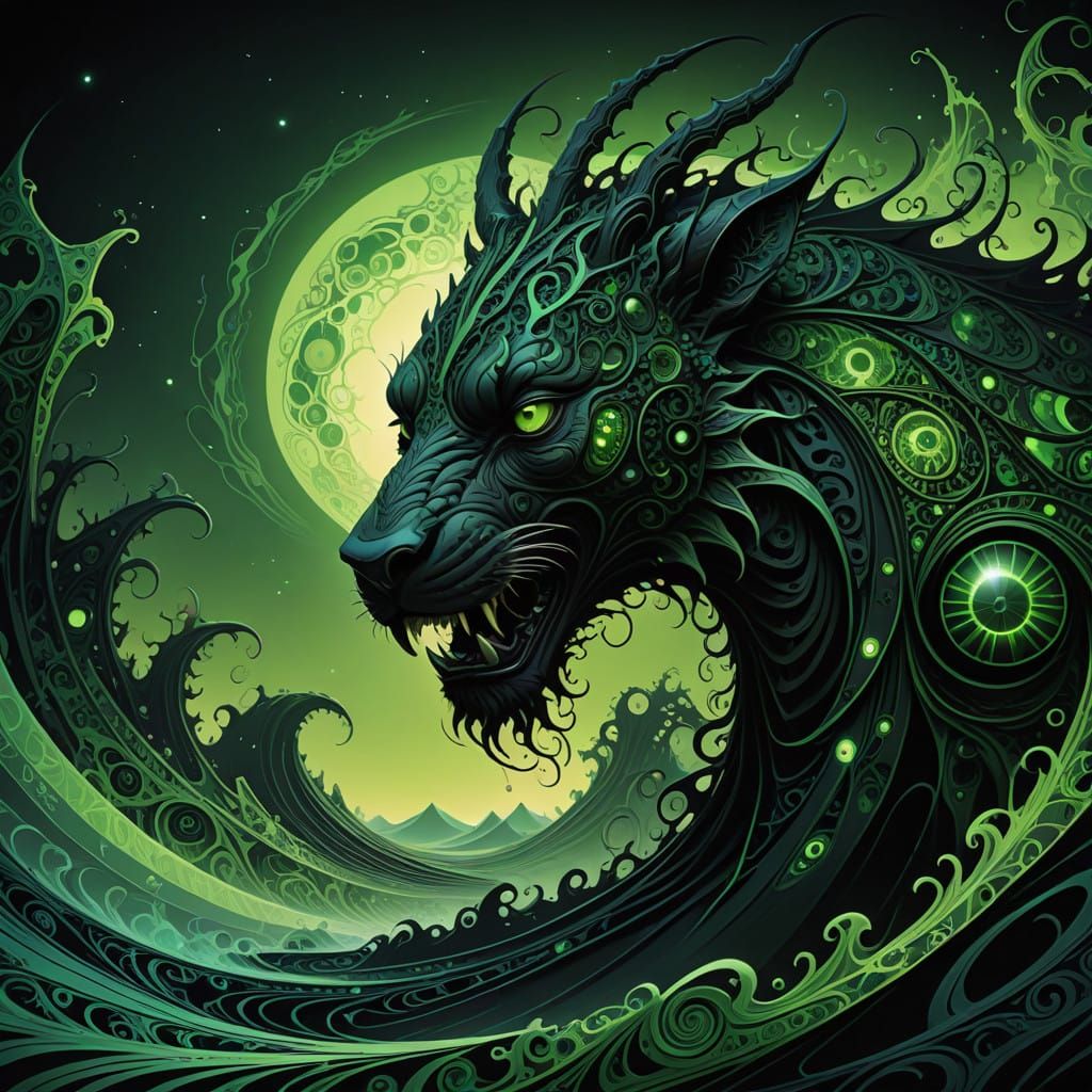 Sea Beast - Ethereal Nightmarish Beast Emerges from Fractal ...