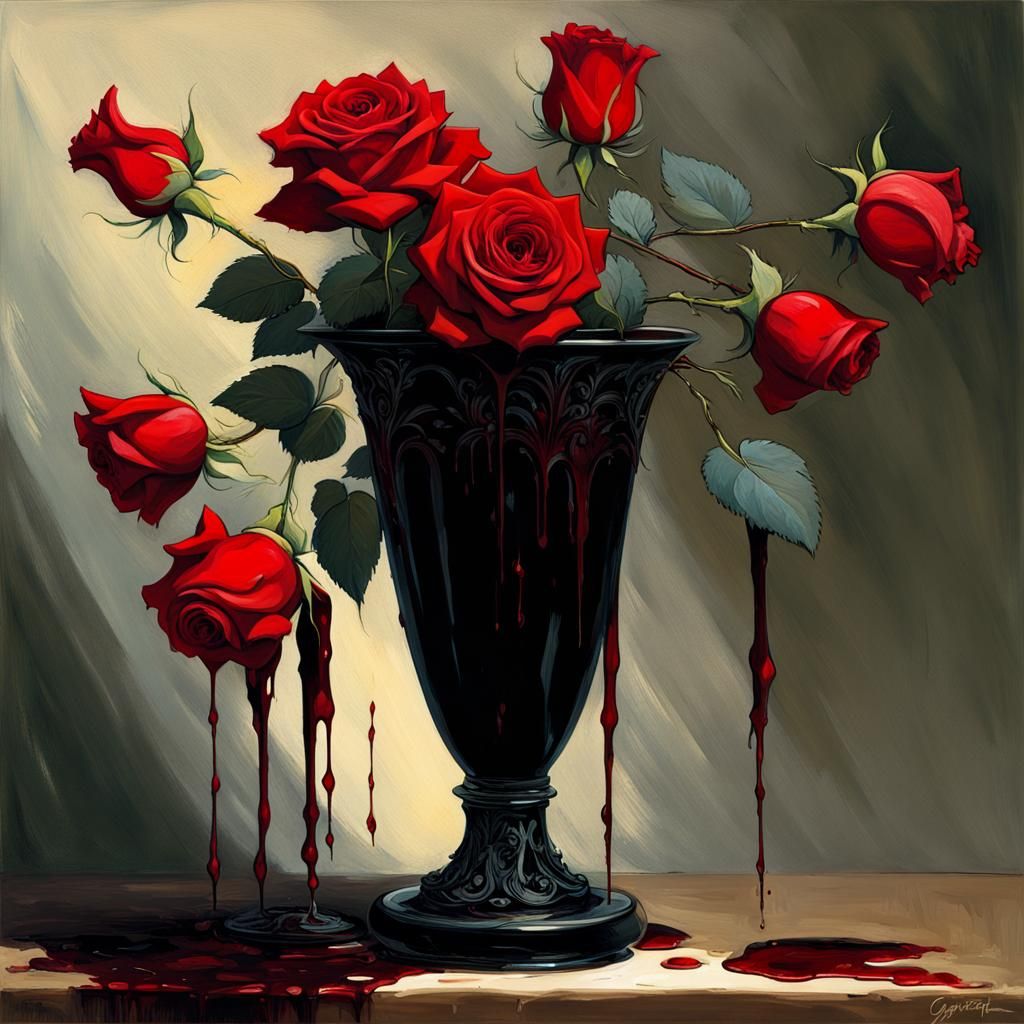 "Blood Red Roses" (6) - AI Generated Artwork - NightCafe Creator