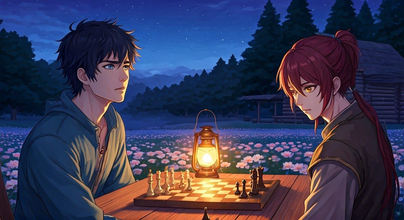 Wondering What He Is Thinking - Mysterious Chessboard Study...