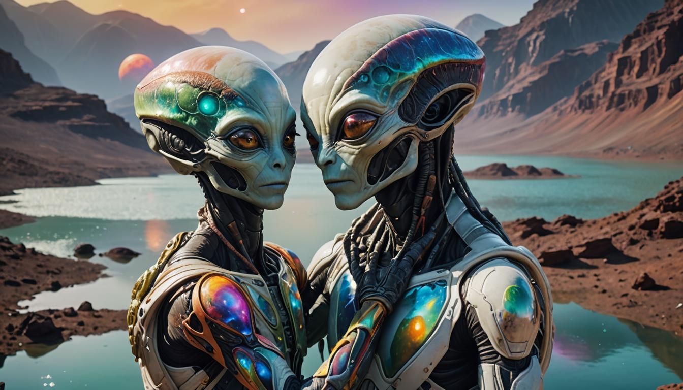 Sibling Adventure: close up of a alien hugging his friend, white ...