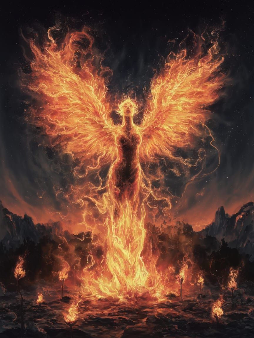 Oil Painting Portrait of a Phoenix Shifter