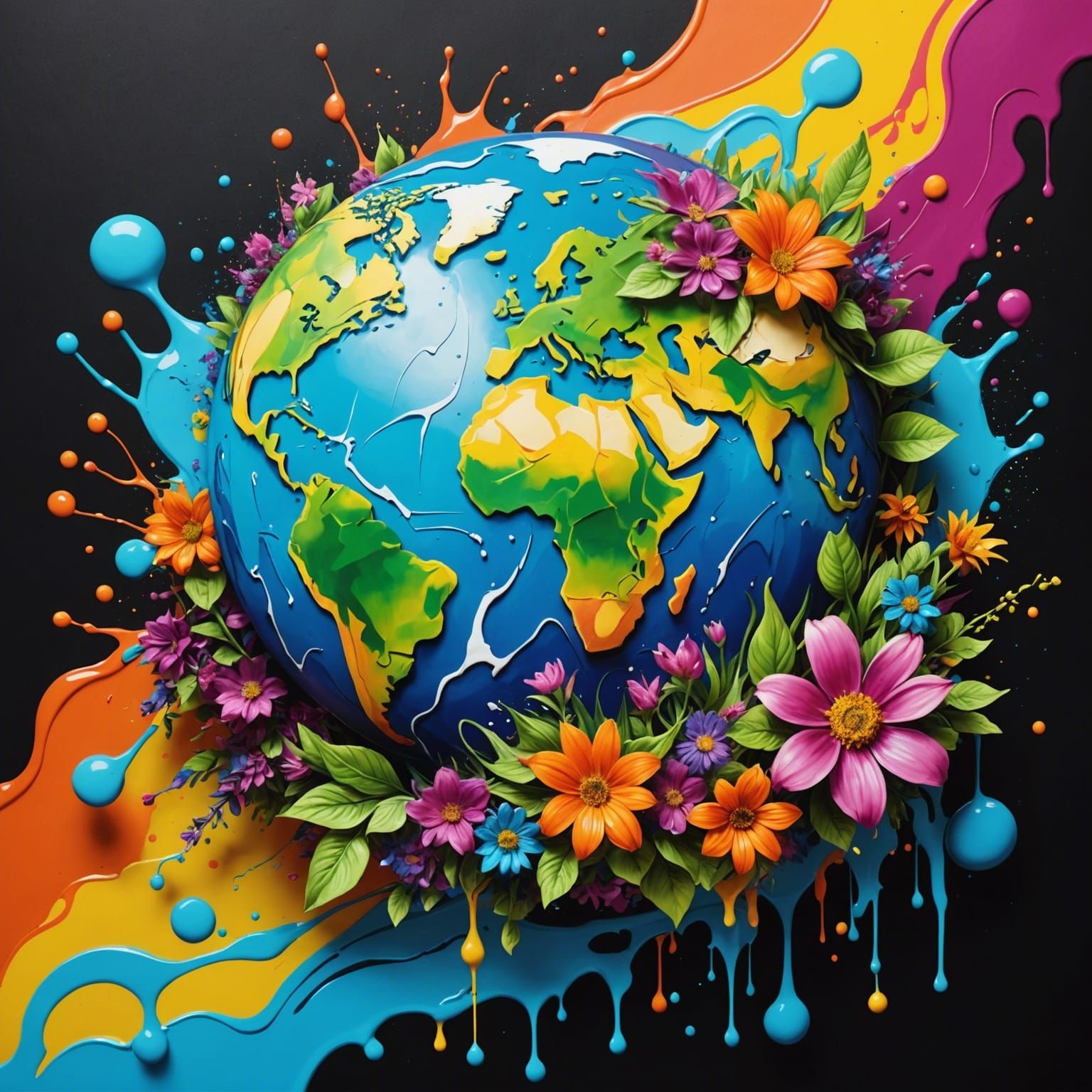 Flowering planet earth - AI Generated Artwork - NightCafe Creator