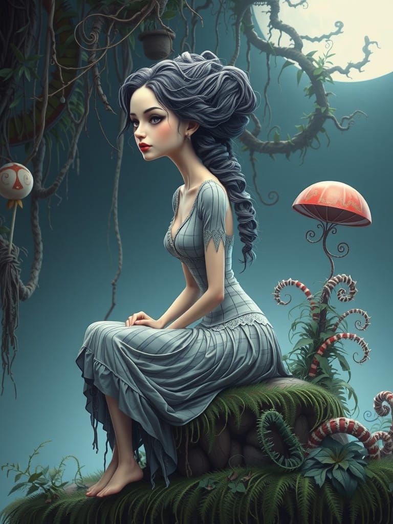 side view from top to bottom, slightly turned head. Cartoon style ...